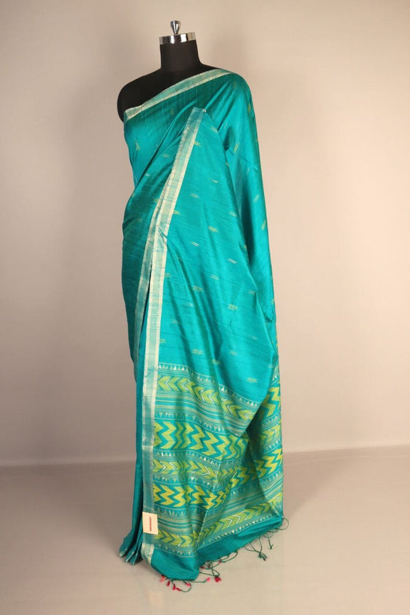 Buy Resham Woven Plain Silk Saree With Thin Border – Sundari