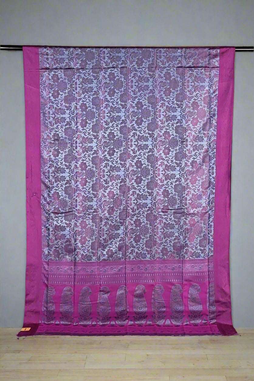 Buy Traditional Pink Silk Saree for Durga Puja | Sundari